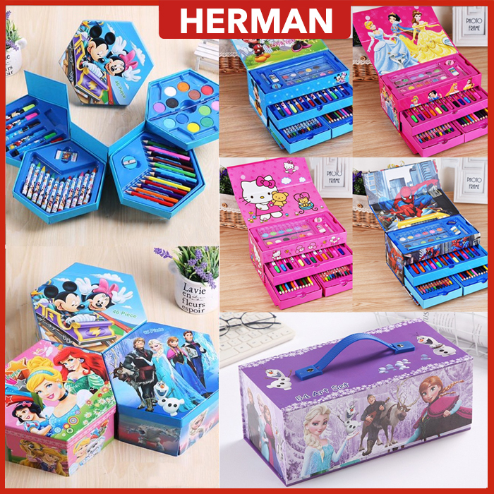 46pcs 54pcs Drawing Coloring Set Crayon Set Water Colours Stationery ...