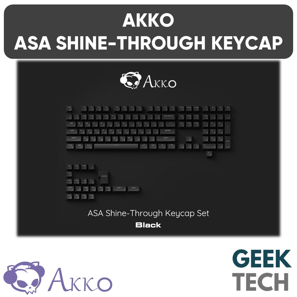 Akko ASA Profile Shine-Through PBT Double-shot Keycap Set (Black ...