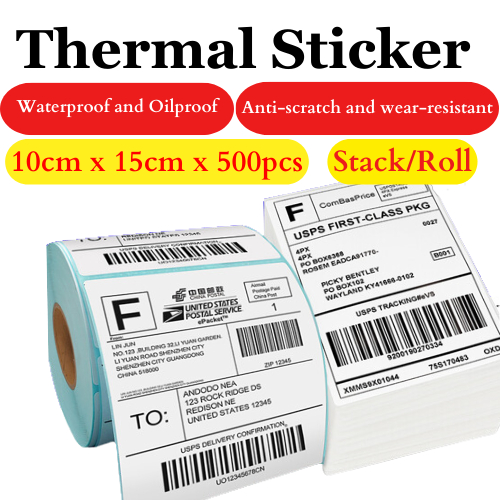 [500pcs] A6 Thermal Sticker Thermal Paper Waybill Shipping Label (Stack ...