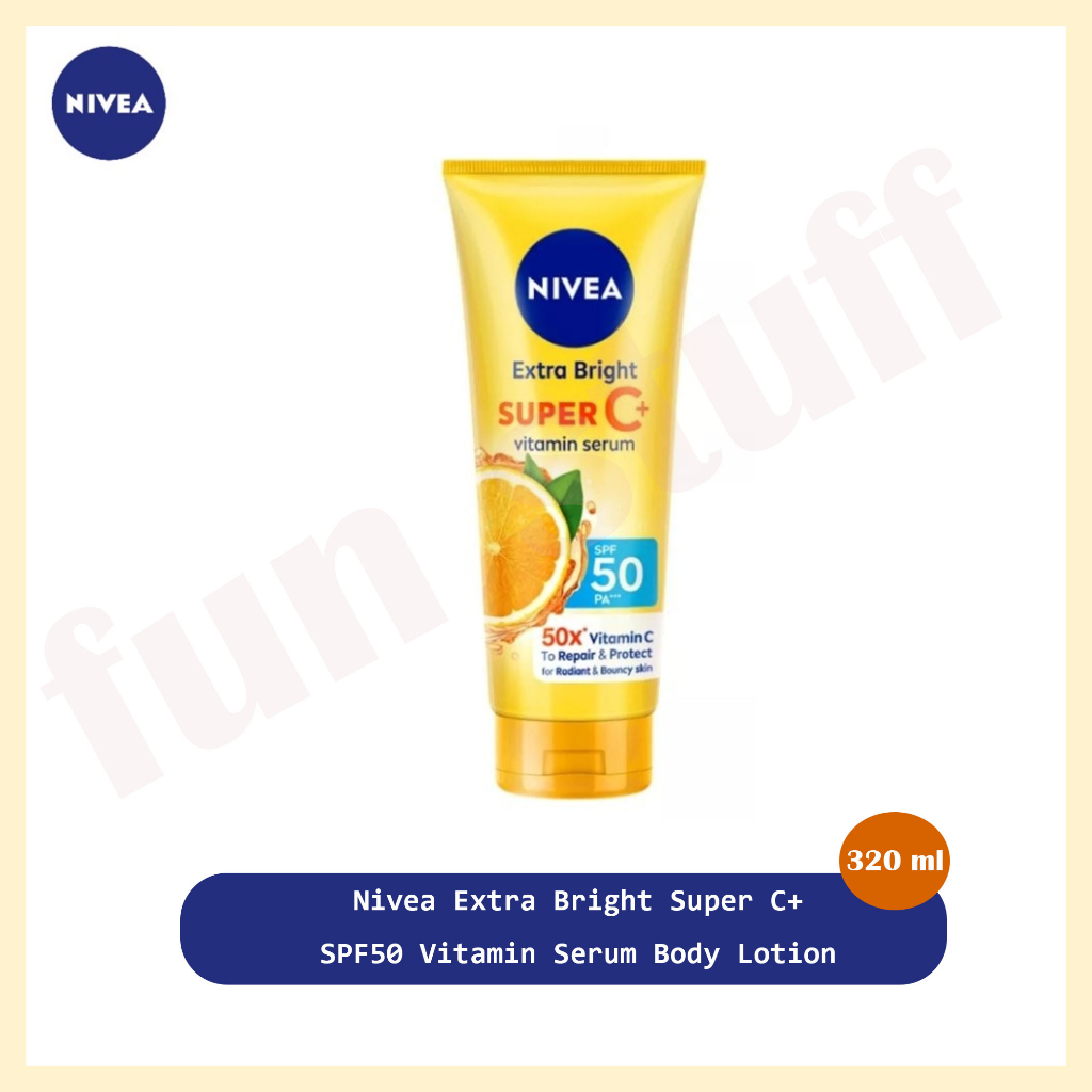 NIVEA Extra Bright Super C+ SPF50 Vitamin Serum Body Lotion (320ml ...