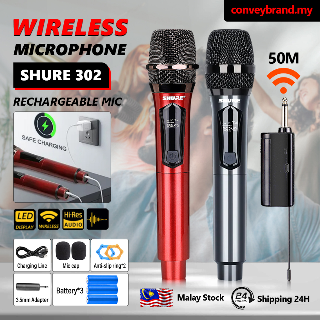 【Penjual Tempatan】SHUER 302 Microphone UHF Receiver Universal Mikrofon ...