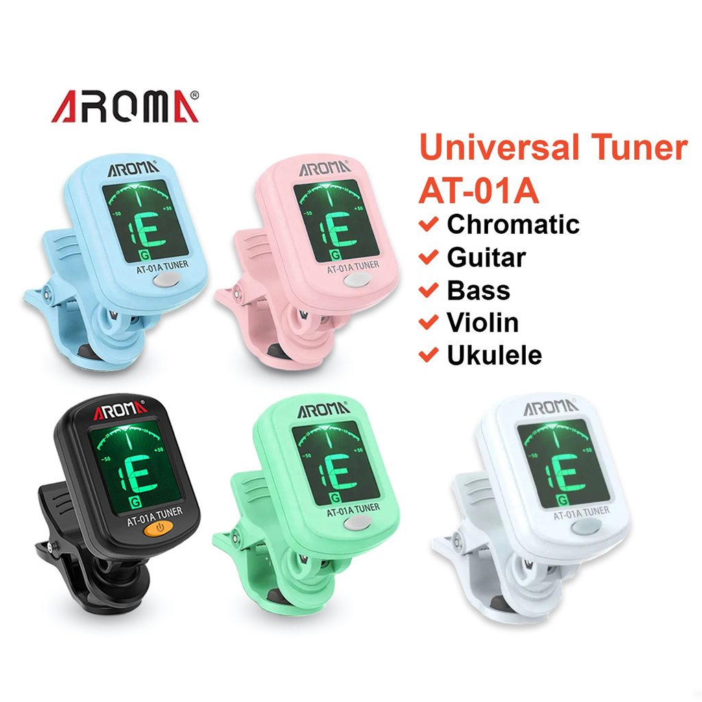 AROMA (AT-01A) Guitar Tuner - Acoustic Electric Bass Violin Ukulele ...