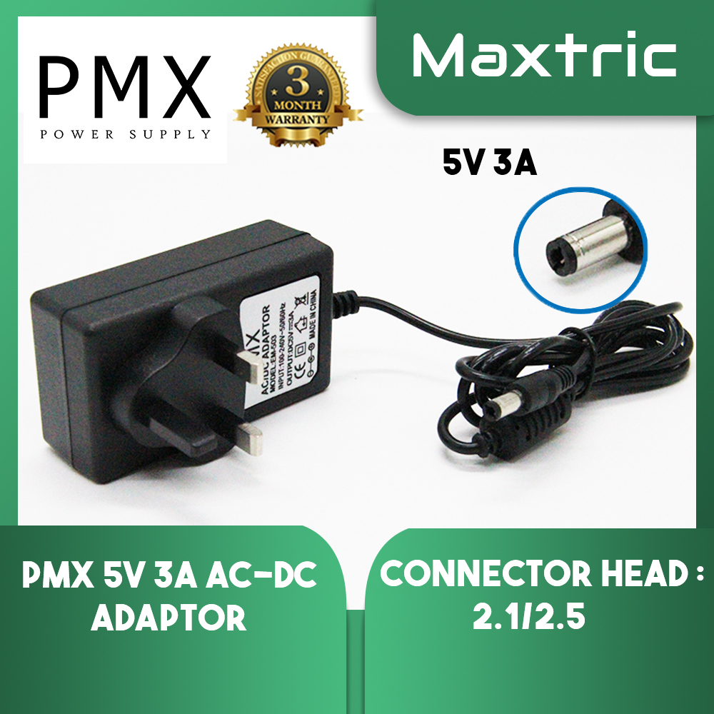 PMX 5V 3A POWER ADAPTER / 3PIN UK PLUG AC DC POWER ADAPTOR = EM503 ...