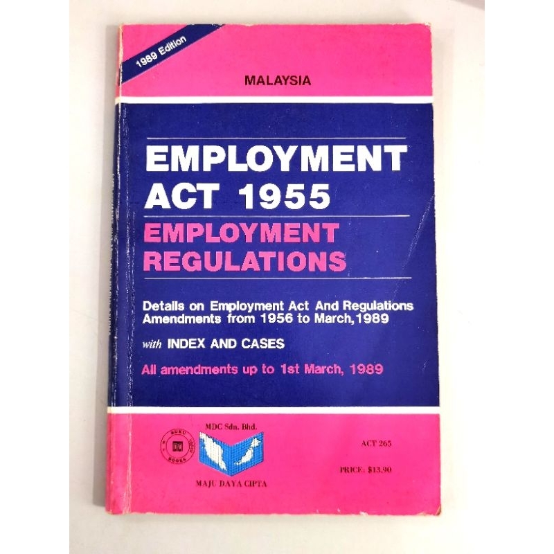 Vintage Book Employment Act 1955 Employment Regulations 1989 Edition ...