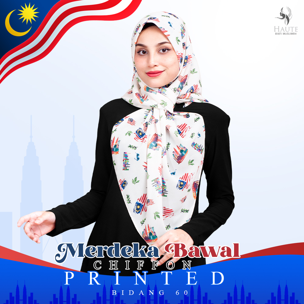 Merdeka 2022 MERDEKA Tudung Bawal MERDEKA Pattern Field 60" By Zoe ...