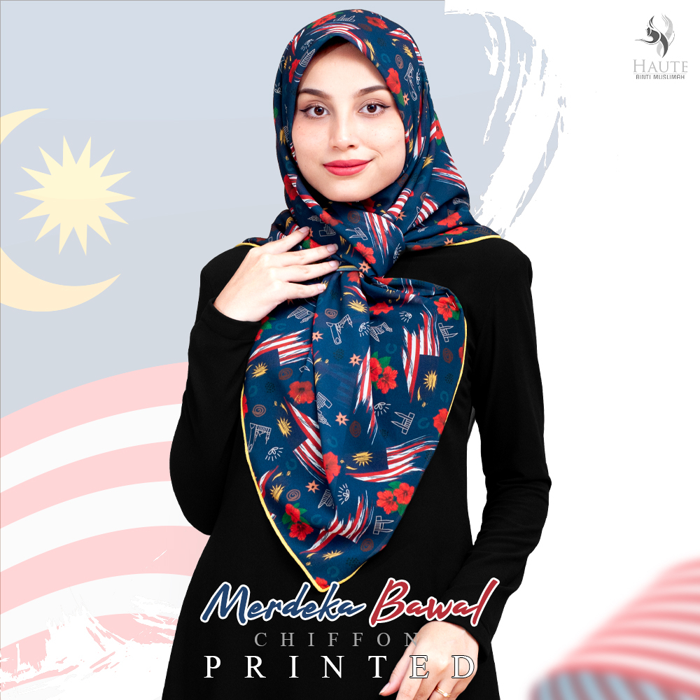Merdeka 2023 Merdeka Tudung Bawal MERDEKA Pattern Bidang 45" by Zoe ...