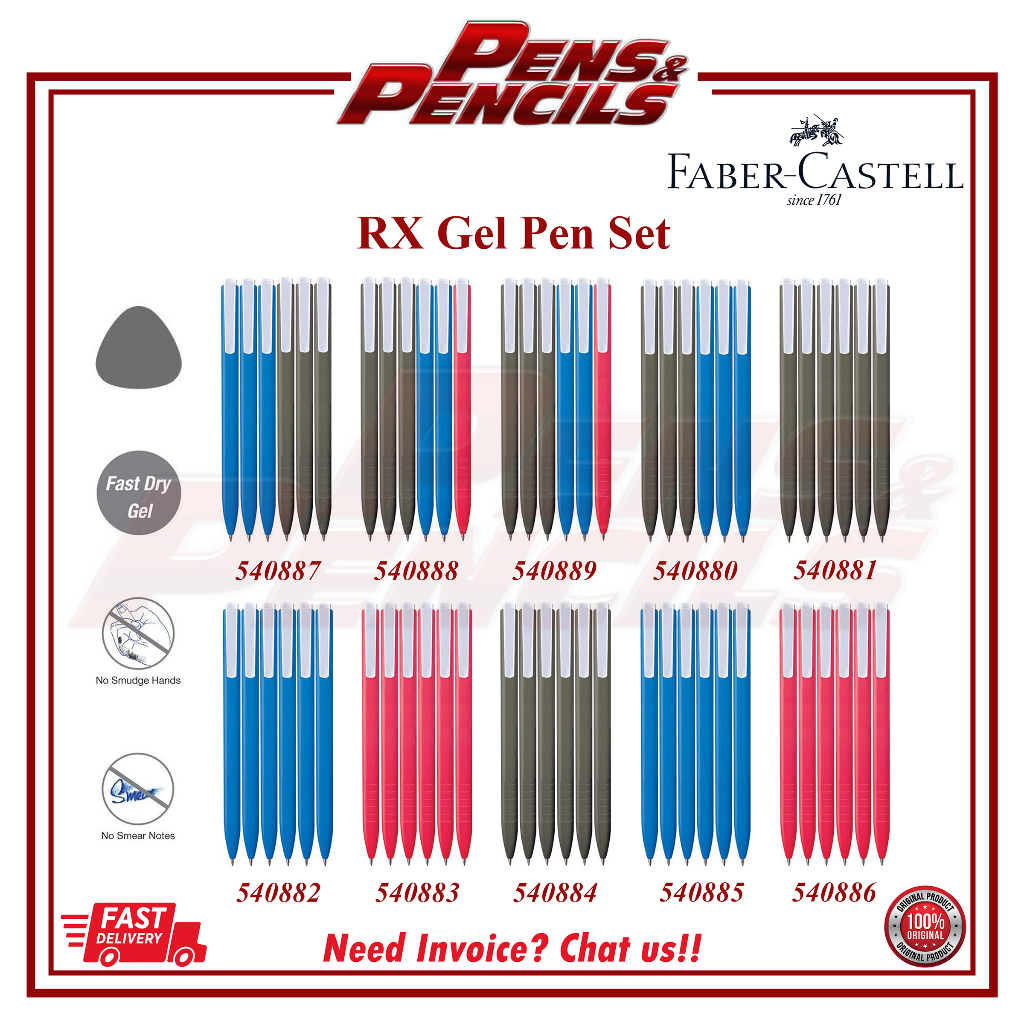 Faber-Castell RX Gel Pen 0.5mm / 0.7mm 6pcs Set (1set) | Shopee Singapore