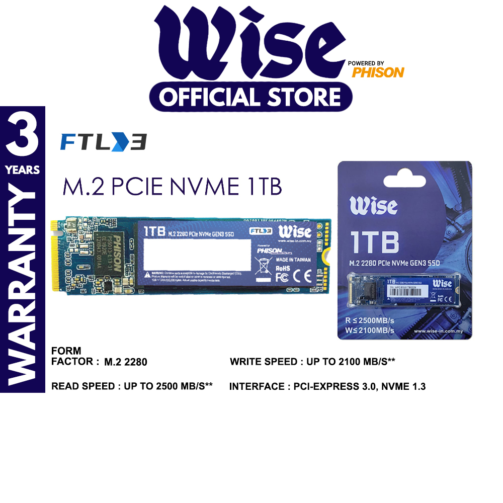 WISE PCIe 3.0 M.2 2280 NVMe SSD 1TB FTL3 M2 Gen3 Solid State Drive ...