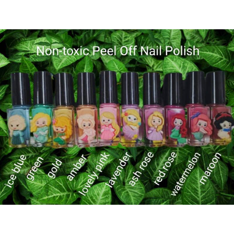 Princess Kids Non-toxic Nail Polish 10 colors Peel Off water based ...