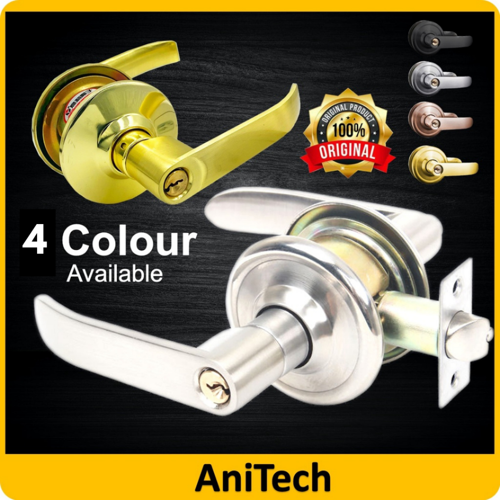 Tubular Lever Cylindrical Cylinder Door Lock Tombol Pintu Bilik Rumah ...