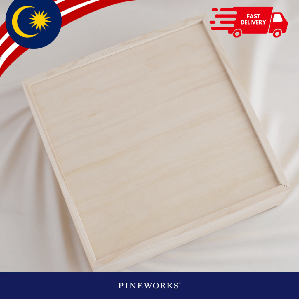 Square Wooden Box 25cm x 25cm Wedding Birthday Anniversary Door Curated Boxes Kotak Hadiah ...