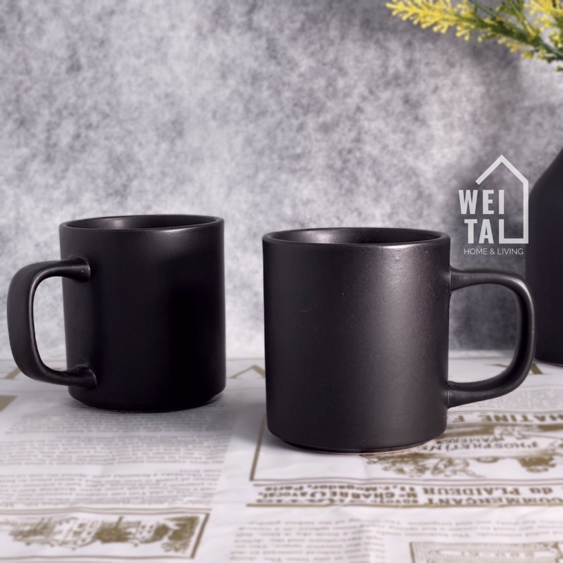 2pcs Black Color Mug Black Matte Mug Coffee Mug Office Cup | Shopee ...