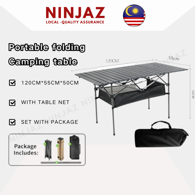 【Upgrade】120CM Folding Camping Table Outdoor Picnic Hiking BBQ ...