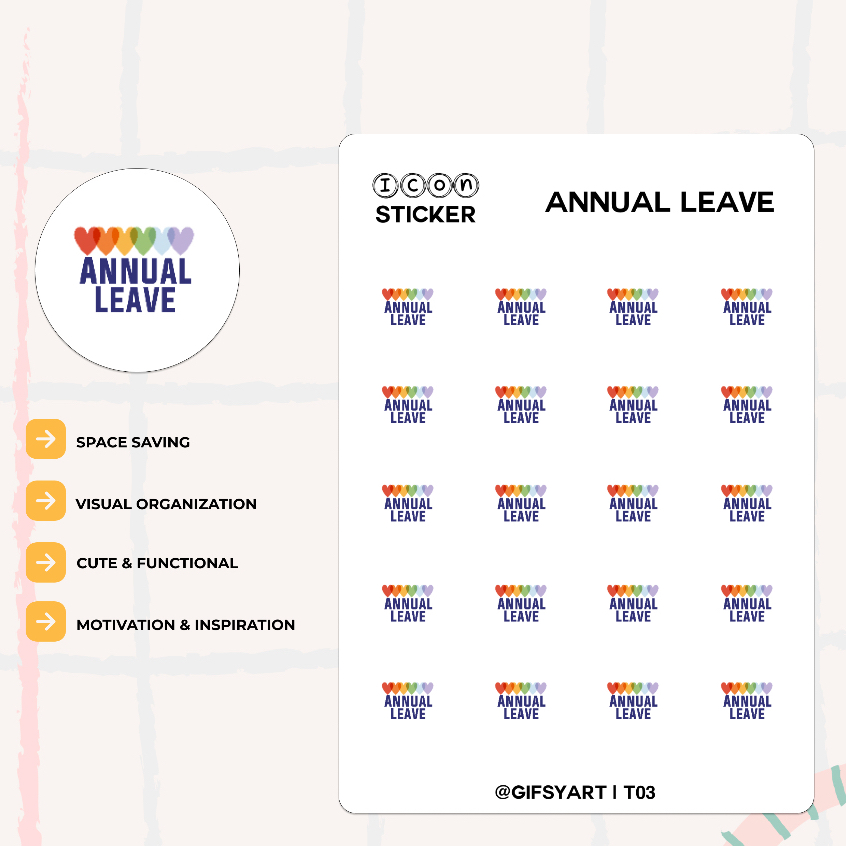 Annual Leave Tiny Icon Sticker Bujo Sticker Planner Sticker - T03 ...