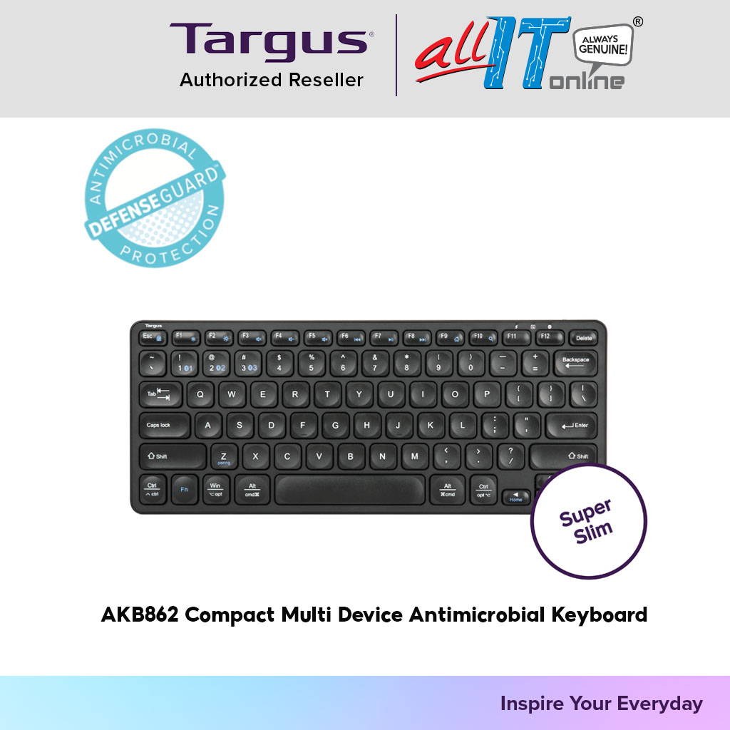Targus Bluetooth Keyboard Compact Multi Device ANTI-MICROBIAL (Black ...