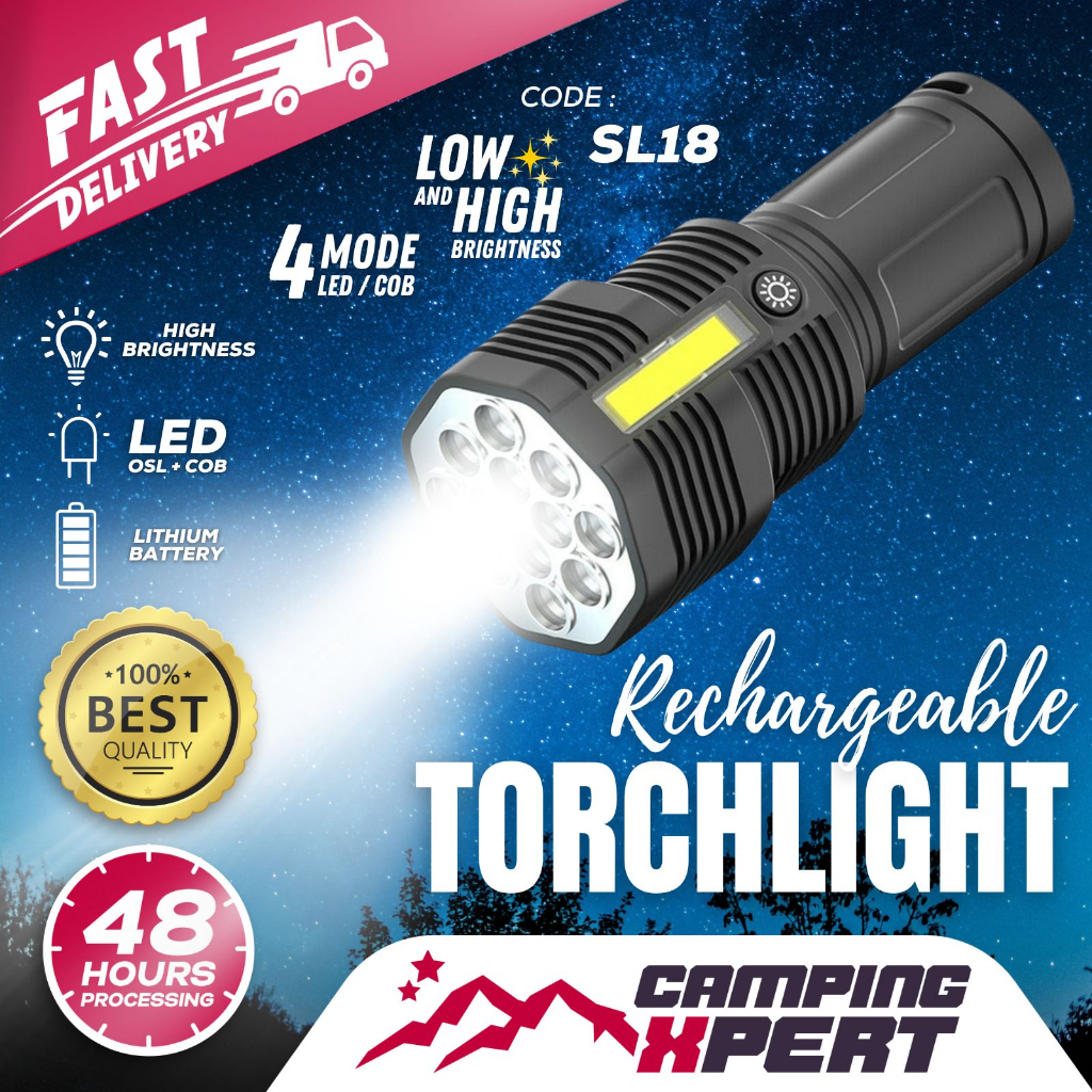 12-LED Powerful Flashlight Rechargeable Strong Lamp USB Charge Light W ...