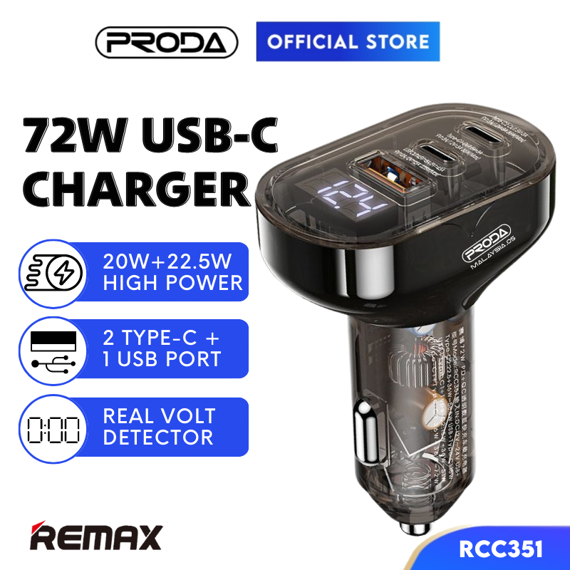 REMAX In Car Charger Type C USB Port Fast Charging 72W Cyberpunk Phone ...