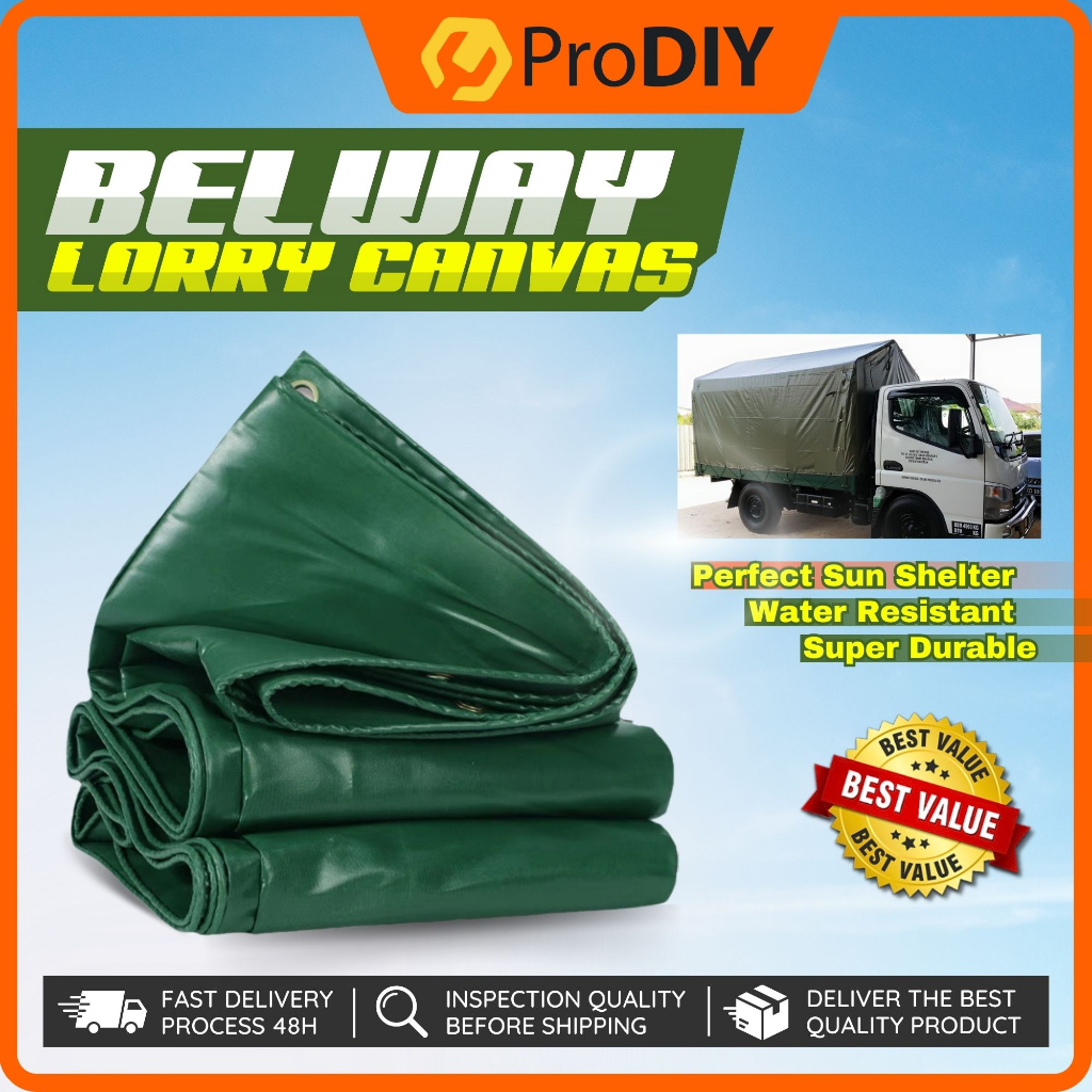 BELWAY M450 Lorry Canvas 6’ x 12’ PVC Tarpaulin Vi nylon Olive Green ...