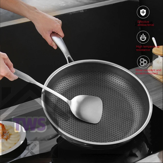 Frying Pan Stainless Steel Frying Pan Honeycomb Coated 304 Stainless ...