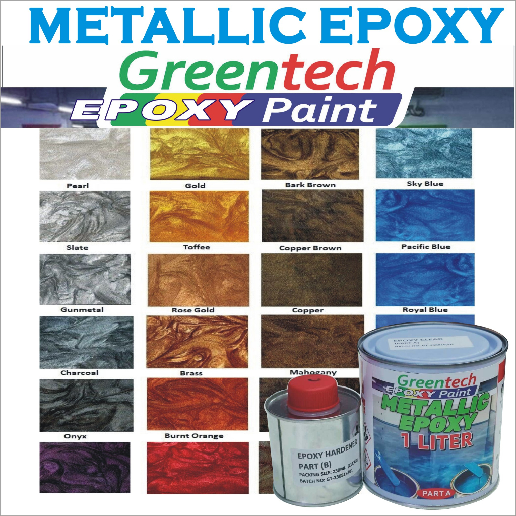 1L ( Metallic Epoxy Paint ) 1L METALLIC EPOXY FLOOR PAINT COATING Tiles ...