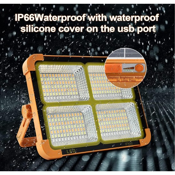 Portable LED Work Solar Light IP66 with Stepless Brightness Job Site ...