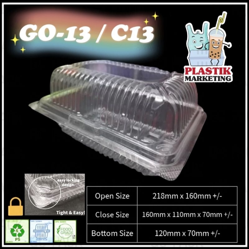 OPS C13/GO13 Plastic Tray with Lock (50pcs+-) Bakery Disposable Plastic ...