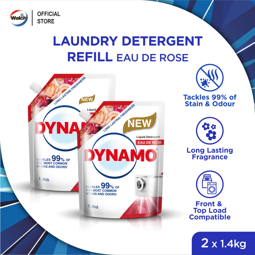 [Twin Pack] DYNAMO Laundry Detergent Eau De Rose Refill (1.4kg ...