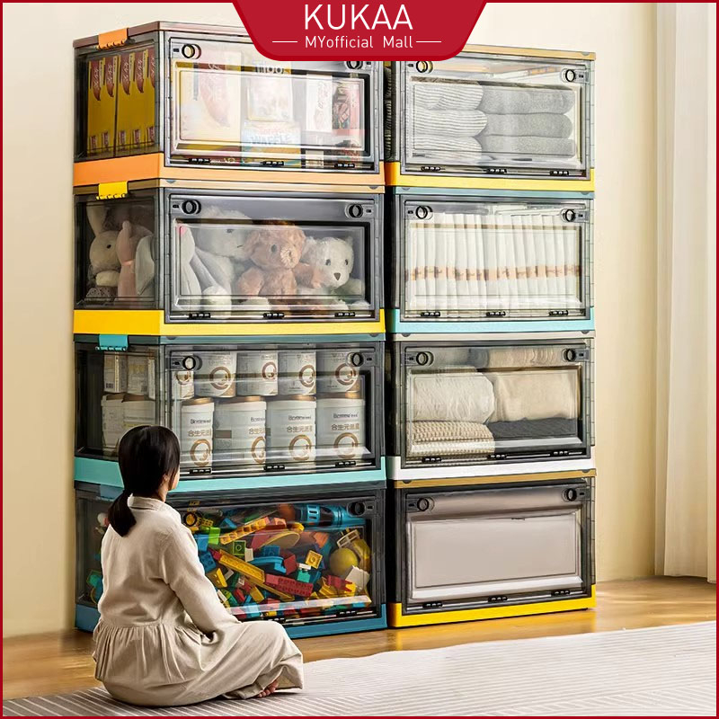 120L Large Stackable Organizer Foldable Storage Box Plastic Storage Box ...