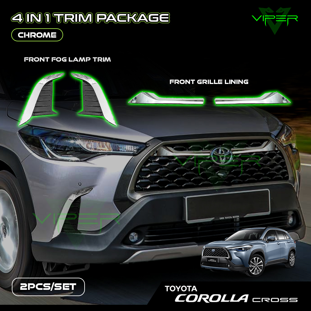 Toyota Corolla Cross 4 in 1 CHROME Trim Package Front Grille Fog Lamp ...