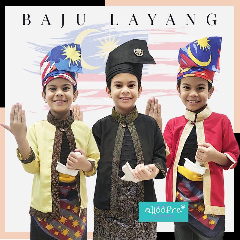 HITAM MERAH Children's Traditional Clothing Merdeka Kite Shirt Boys ...