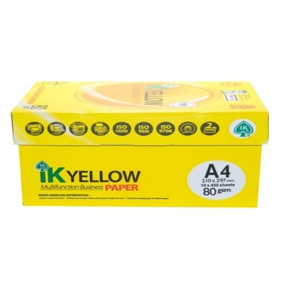 IK YELLOW A4 PAPER 80GSM 450's (10 REAMS / 1 BOX) INDAH KIAT | Shopee ...