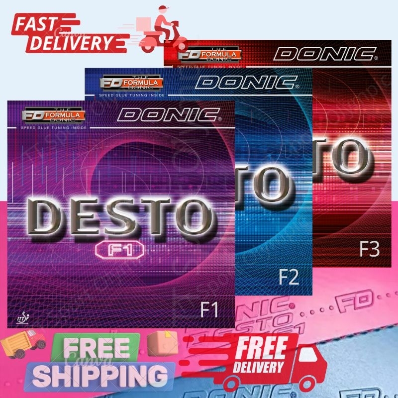Donic Desto F1 F2 F3 High Elastics Rubber Blue Pink Table Tennis 套胶运动 ...