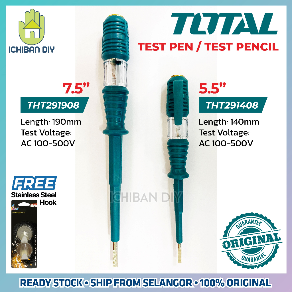 TOTAL Test Pen THT291908 THT291408 Pencil 140mm 190mm Neon Bulb ...