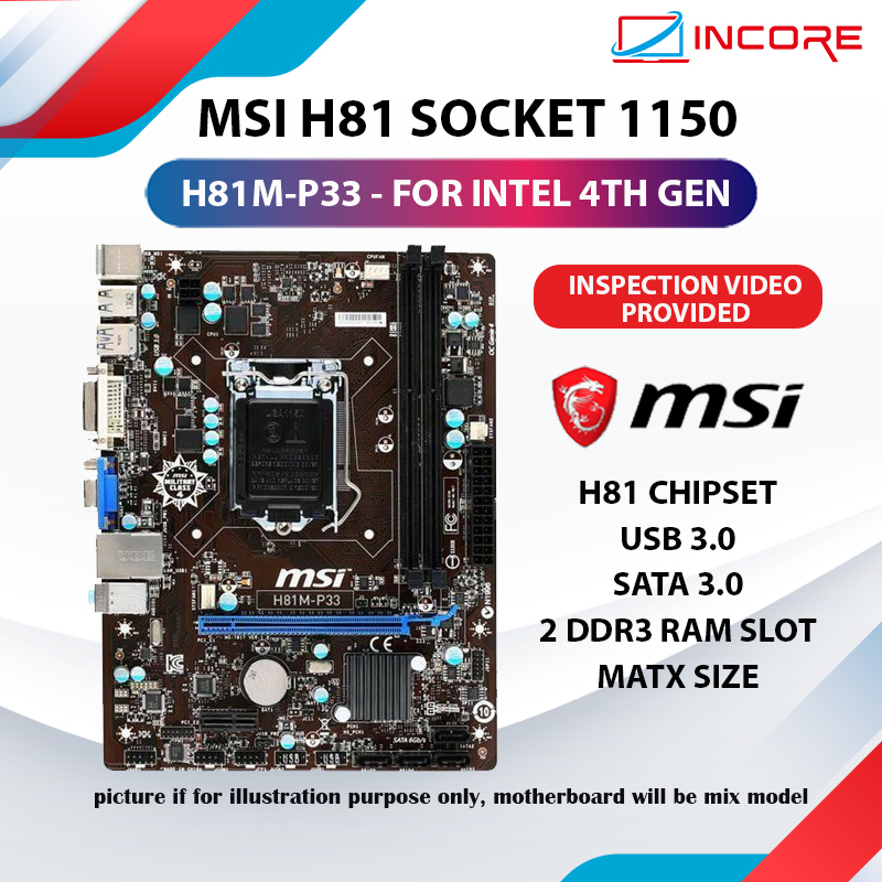 MSI H81M Socket 1150 DDR3 Intel H81 Motherboard 4TH GEN MOBO MAINBOARD ...