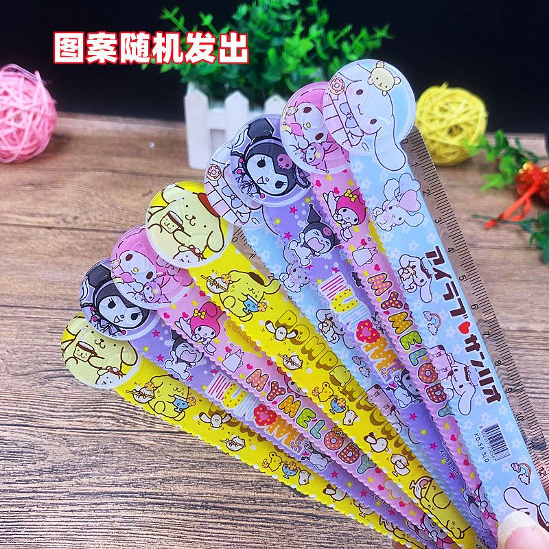 Sanrio 15cm Ruler Cute Kuromi Cinnamoroll My Melody Pompompurin Student ...