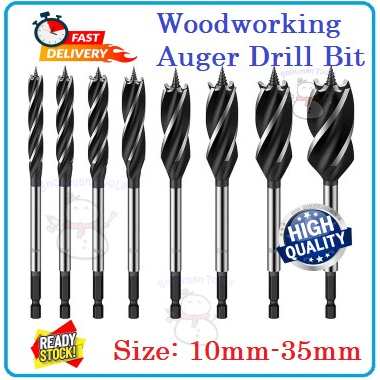 10-35mm Woodworking Auger Drill Bit HEX SHANK Wood Hole Tool DRILLING ...