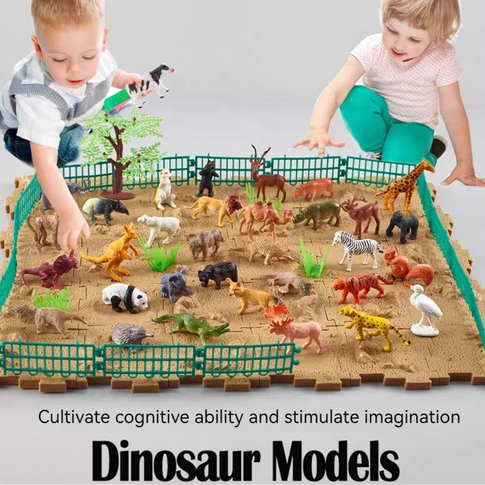 53pcs Wild Animal Toys Simulation Model Kids Early Educational Toys ...