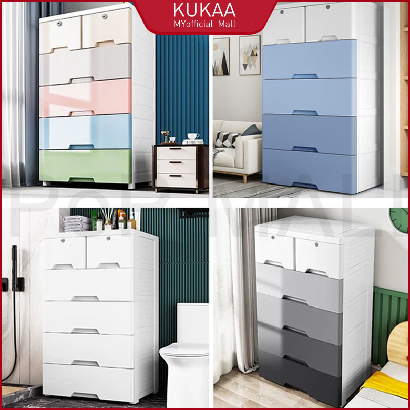 [50CM] Multi-Style Hard Plastic Drawer Cabinet With Lock&Wheels Almari ...