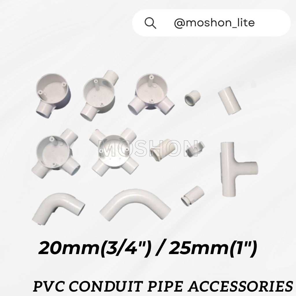PVC Conduit Pipe Wiring Fitting Accessories - 20mm(3/4")/ 25mm(1 ...