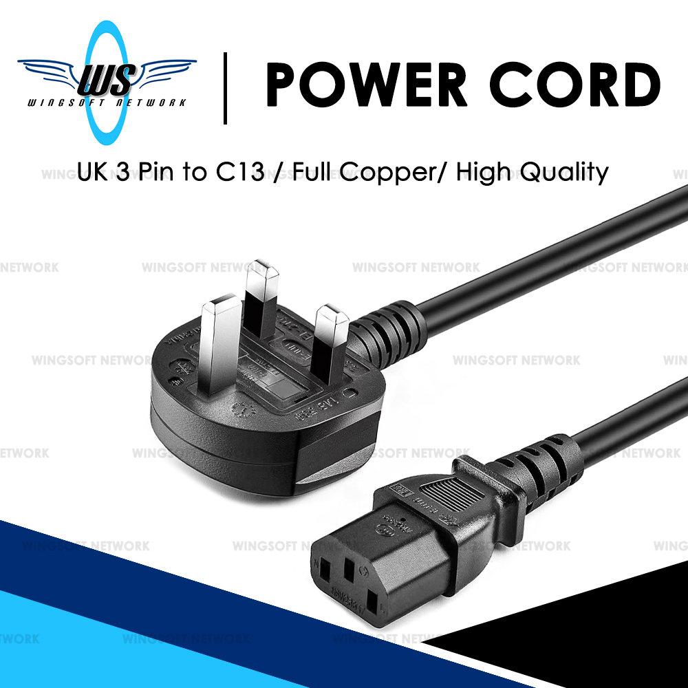 1.8M/3M/5M/10Meter UK 3pin Power Cord Cable (Copper Size 0.75mm / 1.5mm ...