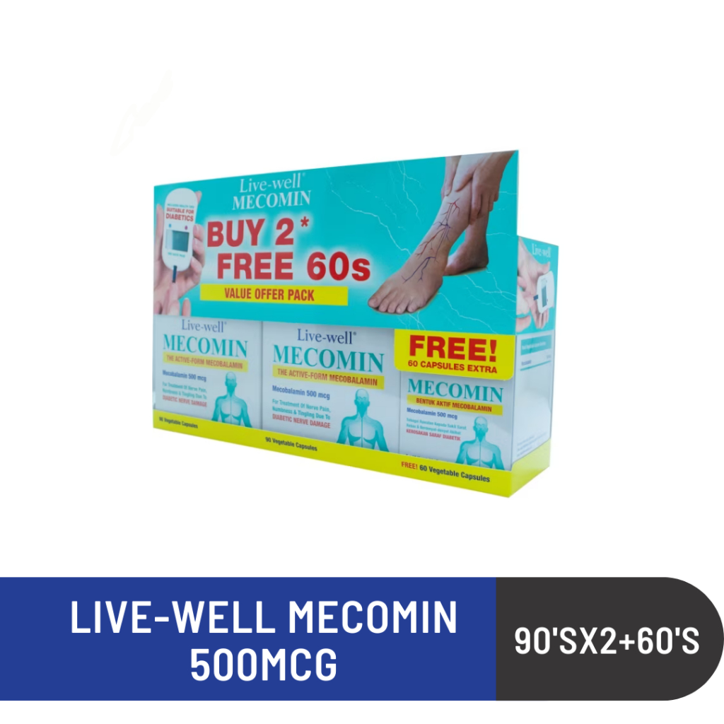 Live-well Mecomin 500mcg buy 2 free 60's (EXP: 02/26) | Shopee Singapore