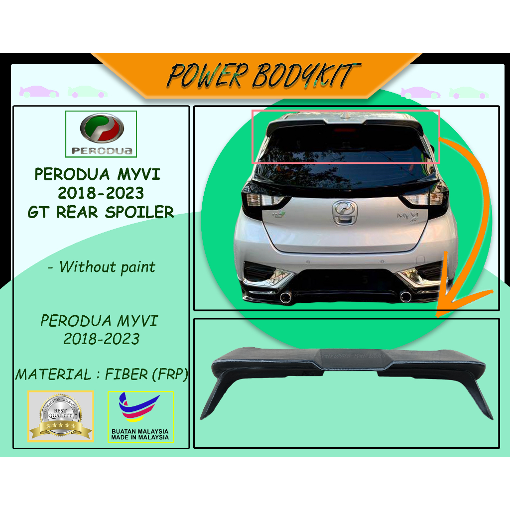 Perodua Myvi 2018-2024 GT Rear Spoiler 2018 2019 2020 2021 2022 2023 ...