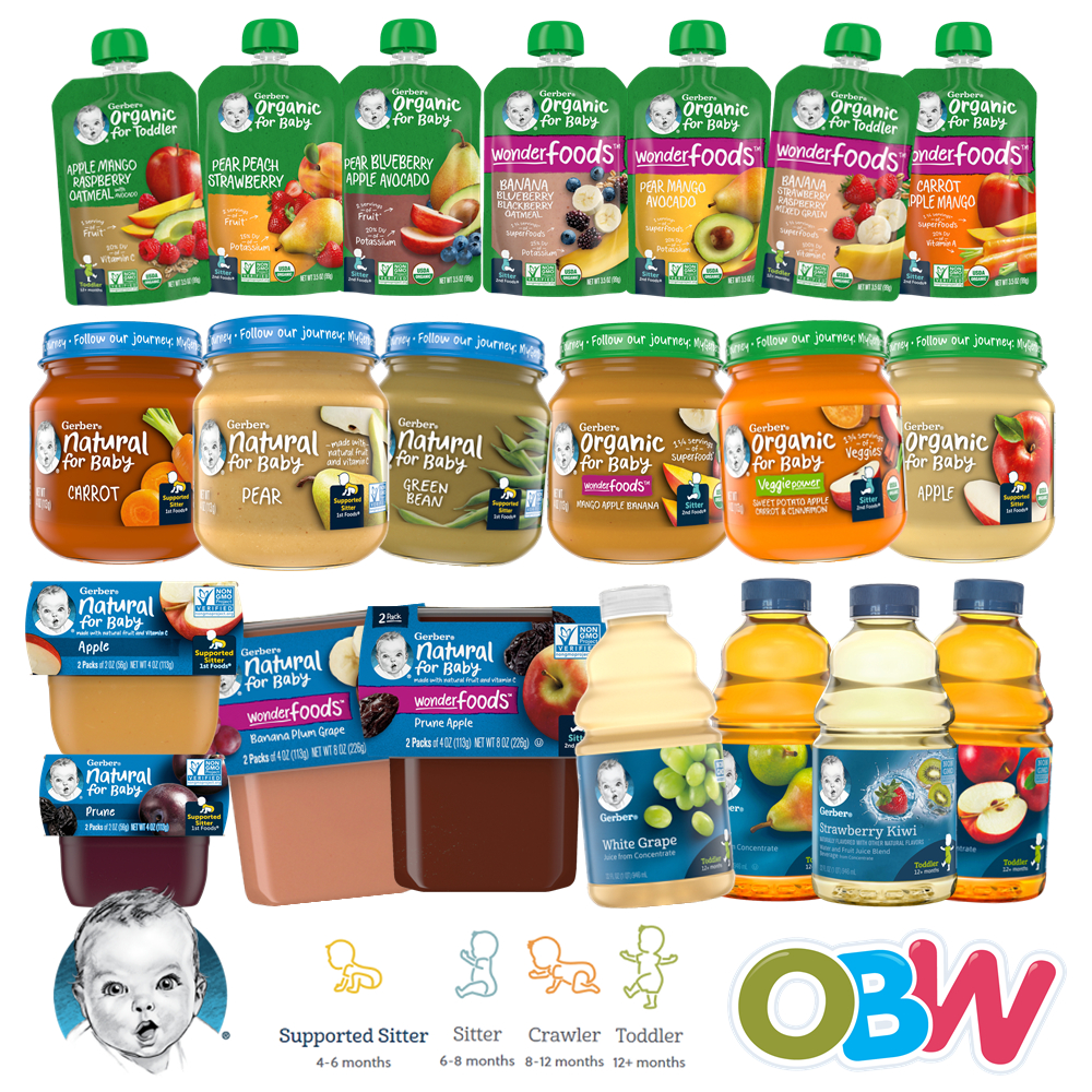 Gerber 100% Fruit Juice | Organic Puree Pouch | Food Puree in Jar ...