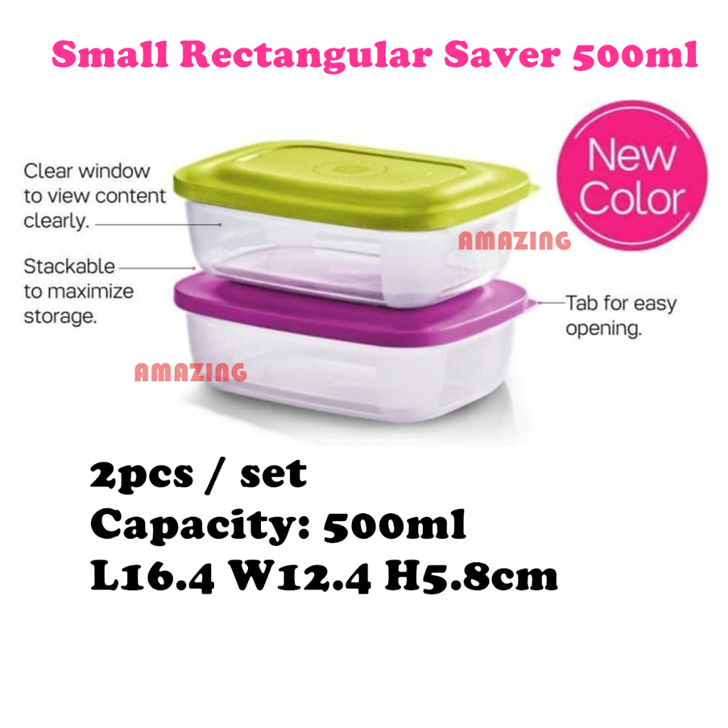 Tupperware Small Rectangular Saver 500ml/ Bekas Kedap Udara/ Food ...