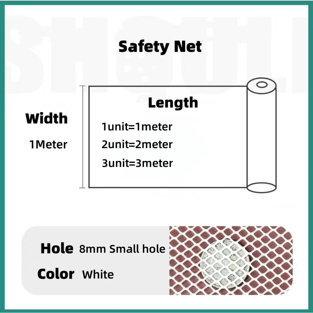 Jaring Pagar 0.5m/1m Width Pet Proof Plastic Safety Net Kucing Mesh ...