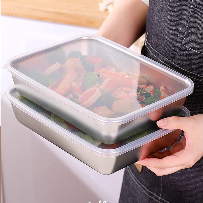 304 Stainless Steel Rectangle Size Storage Box 不锈钢长方形保鲜盒 | Shopee Singapore