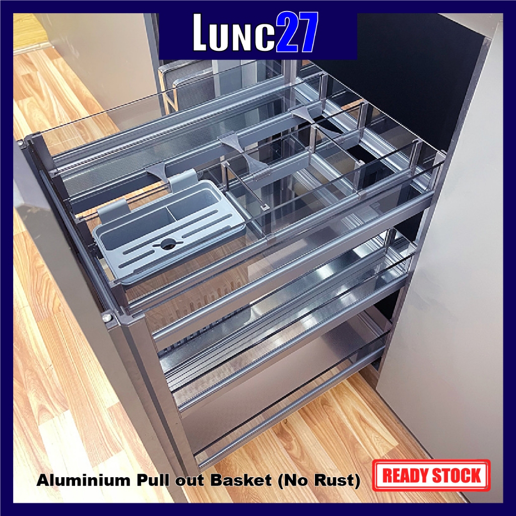 Aluminium kitchen cabinet pull out basket drawer soft close pull out ...