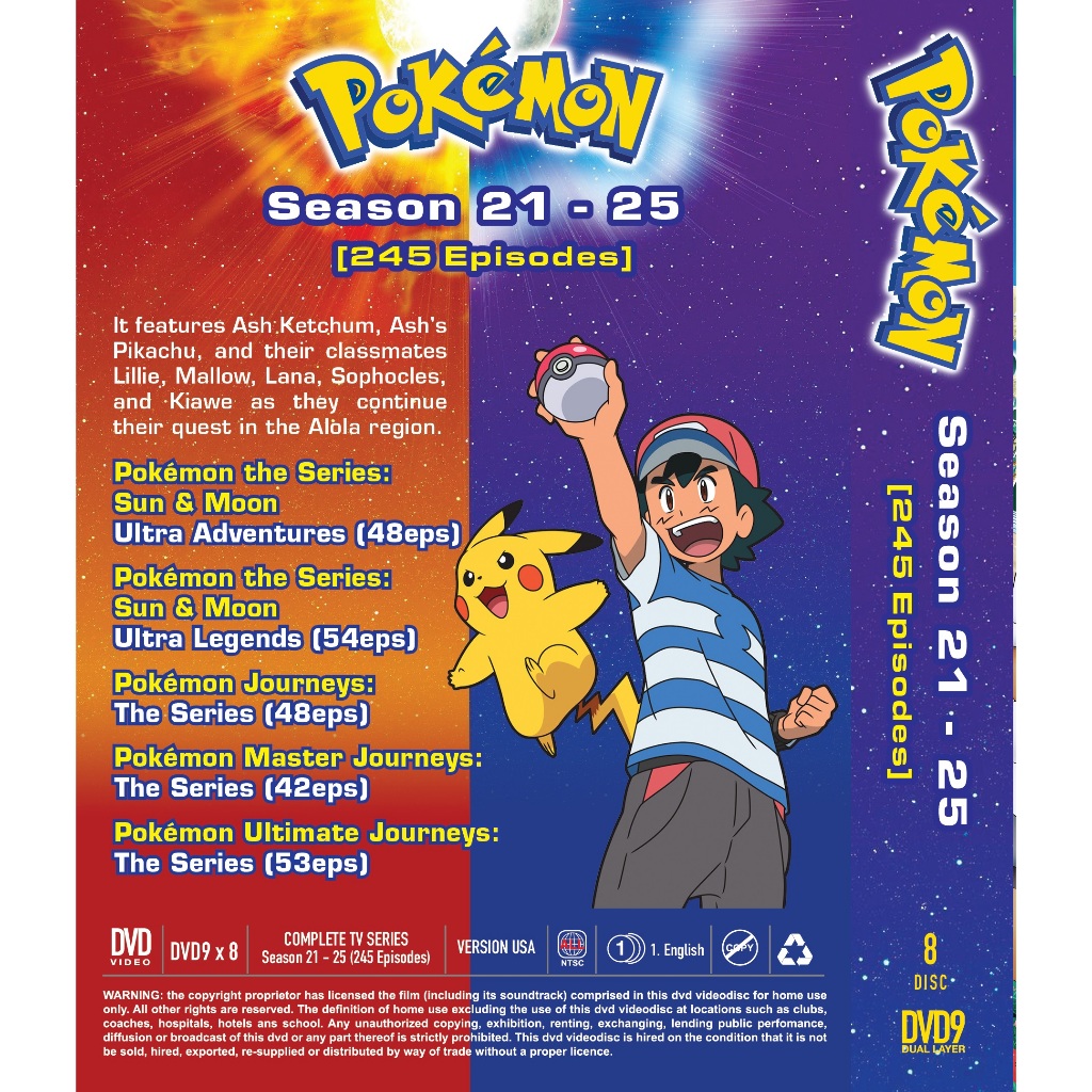 Anime DVD Pokemon Complete Series Season 1-25 Vol.1-1223 End (USA ...