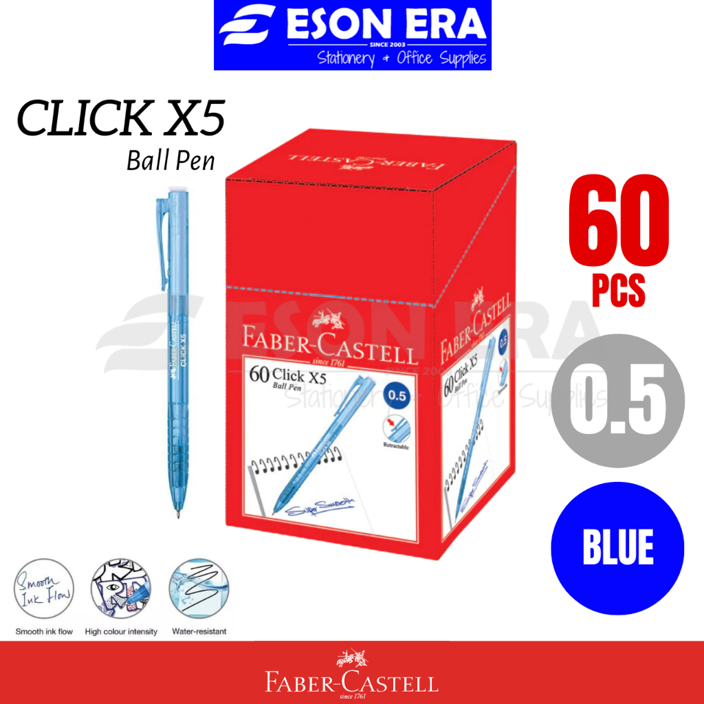 Faber-Castell Click X Ball Pen Retractable (60pcs/box) Click X5 0.5mm ...