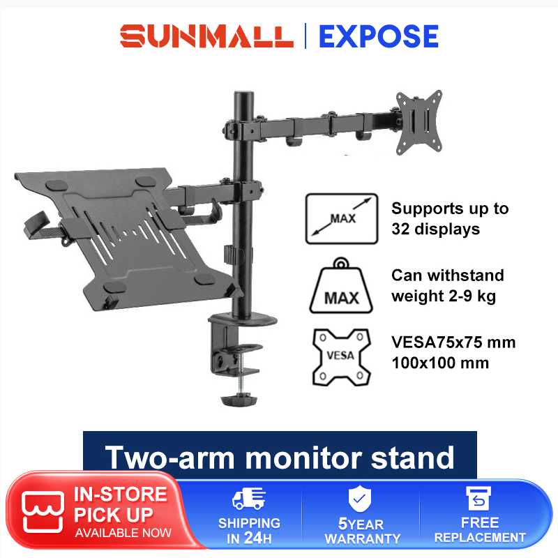 Monitor Stand Arm Laptop Stand Adjustable Dual Desktop Monitor and ...